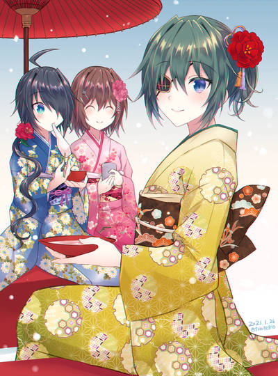 謹賀新年加古鷹+木曾さん&お知らせ 南瓜とるて