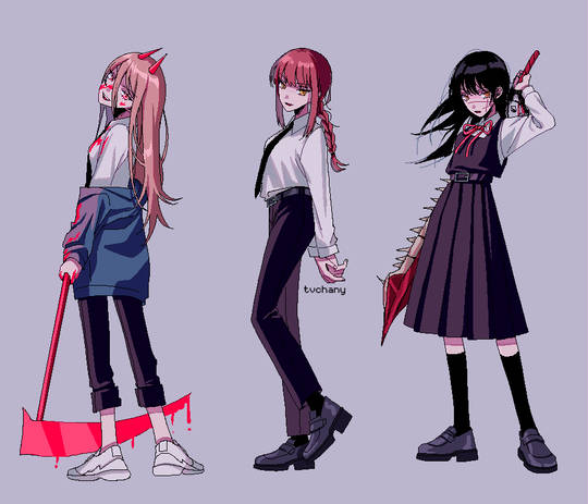 pixel chainsaw man girls | KURO